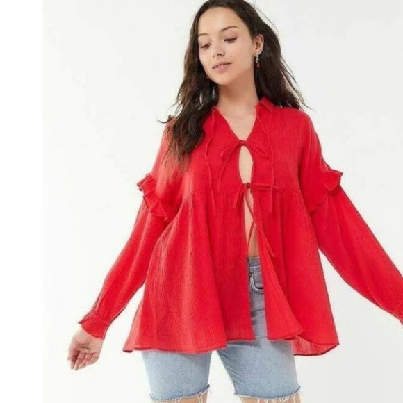 Urban Outfitters | Tops | Nwt Urban Outfitters Claudia Red Crinkle ...